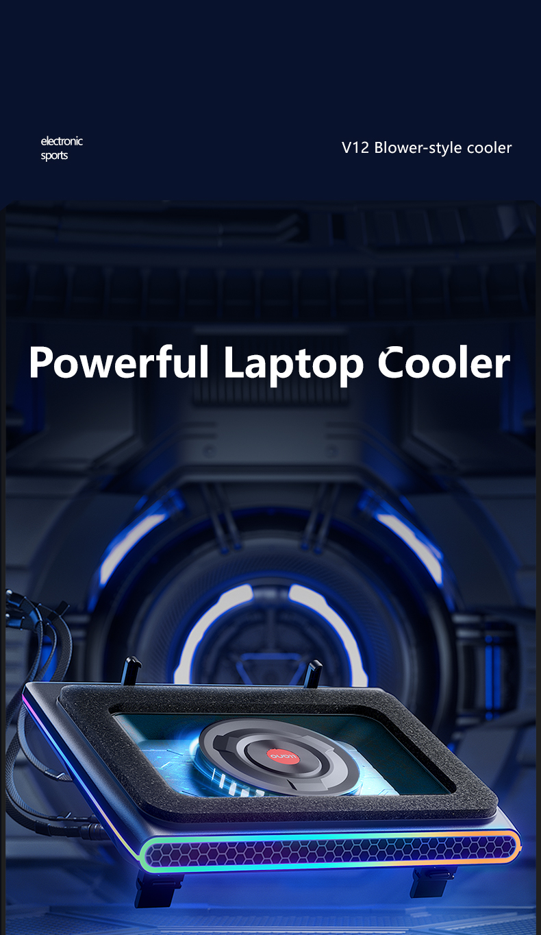 Llano V12 Powerful Turbo-Fan (2800 RPM) RGB Laptop Cooler with ...