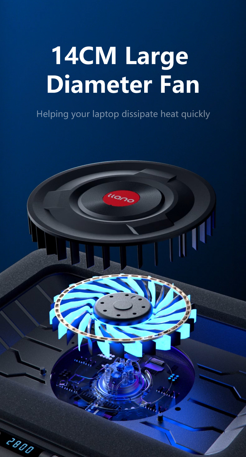 Llano V12 Powerful Turbo-Fan (2800 RPM) RGB Laptop Cooler with ...