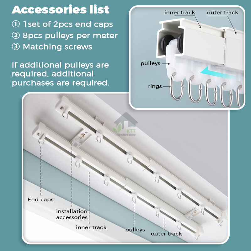 Curtain track rail Curtain rod extendable Adjustable Curtain Track ...