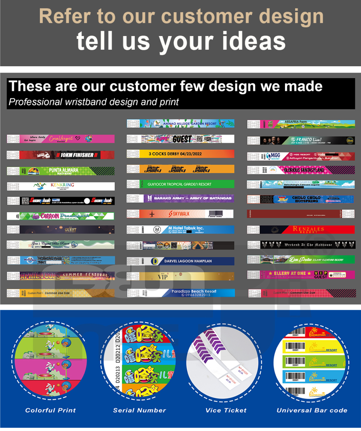 100pcs disposabel wristband paper events wrist hand sticker swimming ...