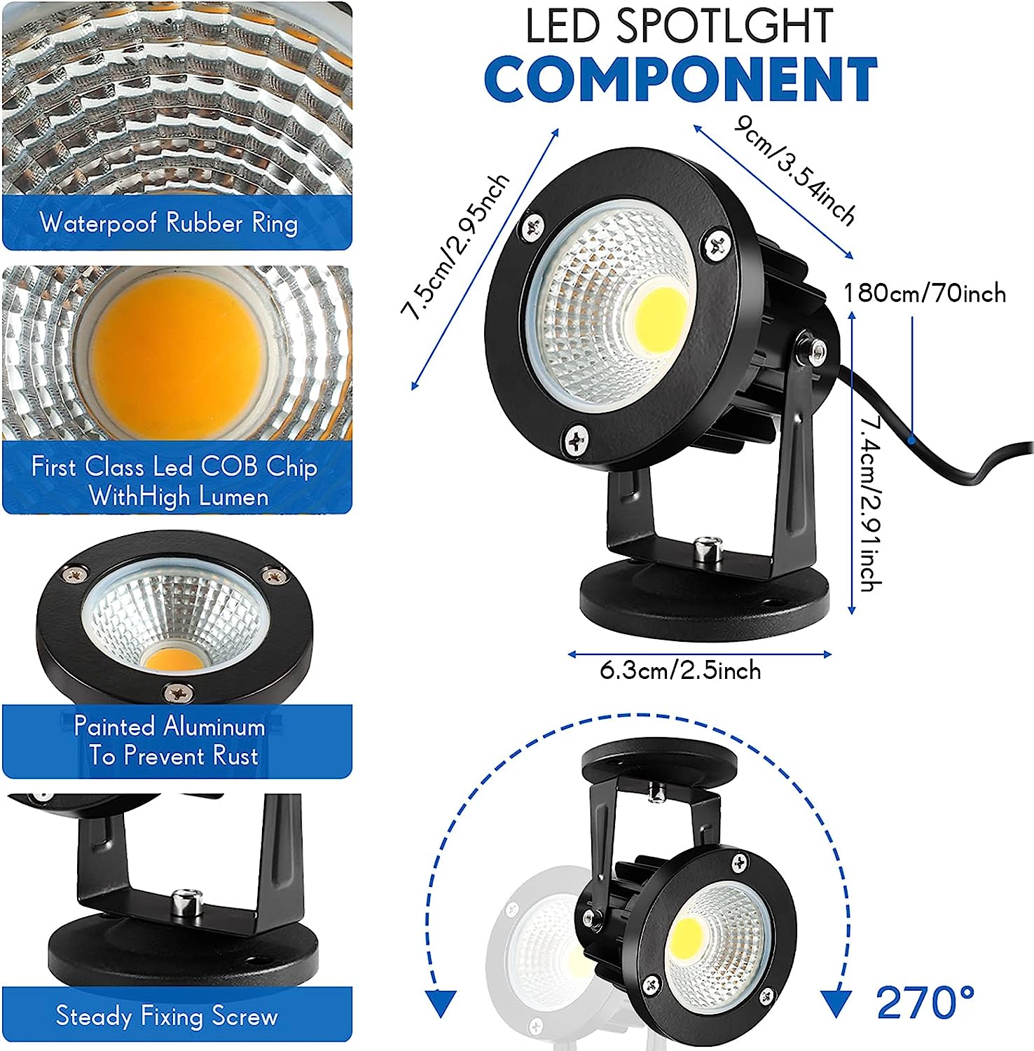 Led Spotlights Outdoor, Warm White 10W Spot Lights Indoor,120V Ceiling Light,Landscape Lighting ...