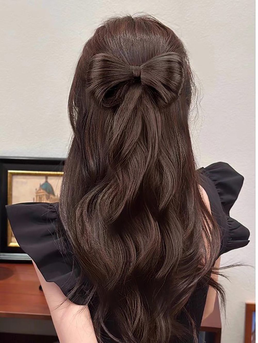 Y2K Hottie Lazy High Ponytail Bow Curly Tassel Clip Wig Princess ...
