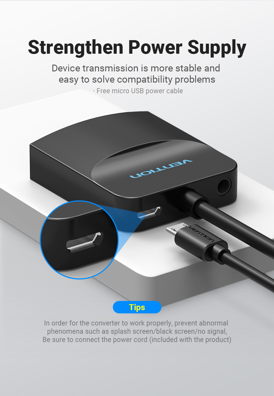 Vention VGA To HDMI Converter 1080P HDMI Adapter Support 3.5mm Audio ...