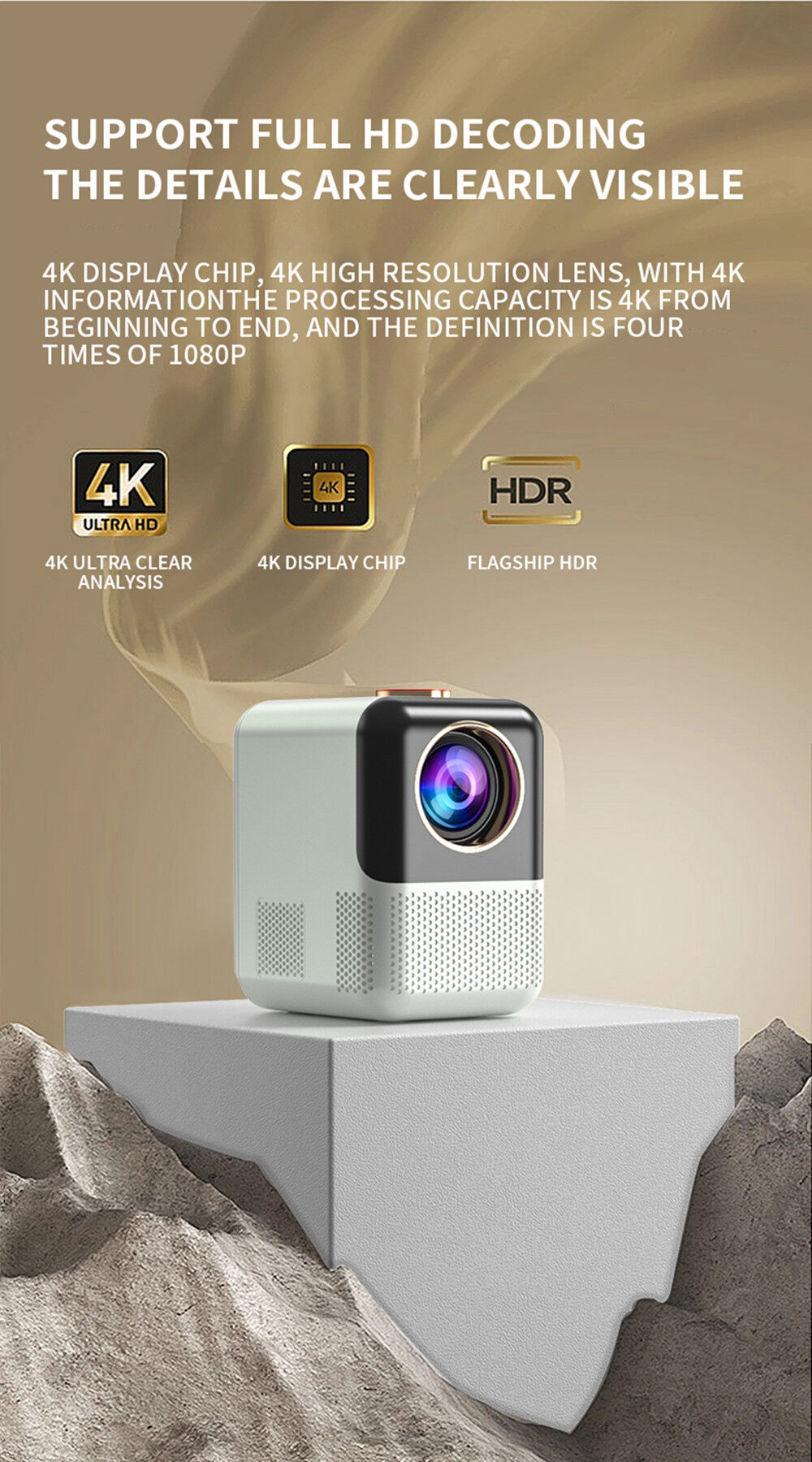 PULSAURA X10 Portable Mini Smart Projector 1080P 4K Decode Android 9.0 ...