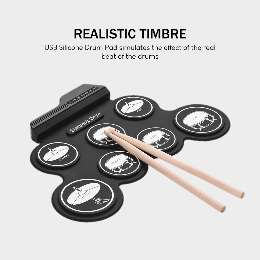 [ fast ship ] Compact Size USB Roll-Up Silicon Drum Set Digital ...