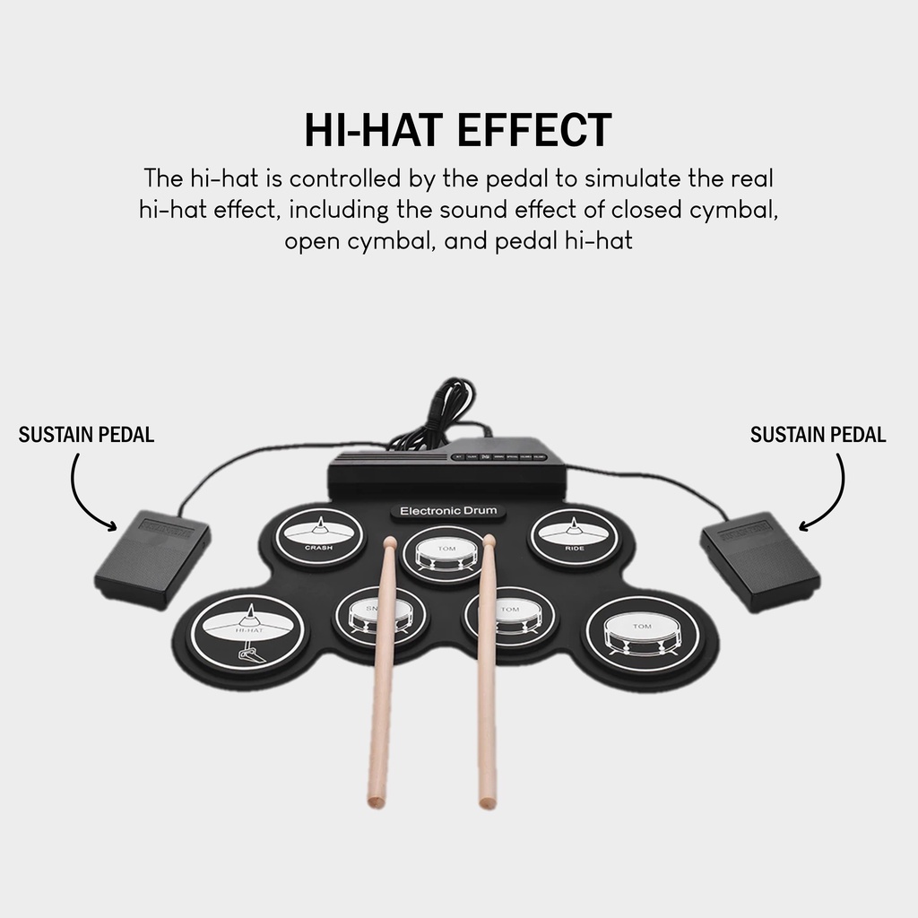 [ fast ship ] Compact Size USB Roll-Up Silicon Drum Set Digital ...