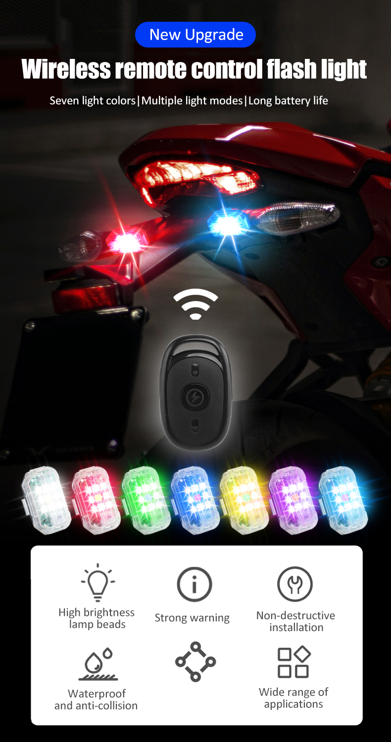 7 Color Usb Wireless Remote Control/Vibration Bike Tail Light ...