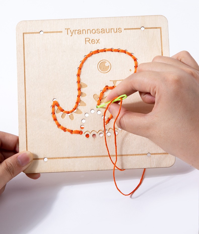 Montessori Toys DIY Material Threading Board Children Embroidery ...