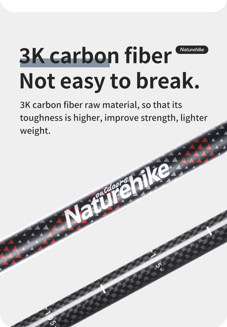 Naturehike Hiking Stick 2pcs Carbon Fiber Collapsible Telescopic Sticks ...