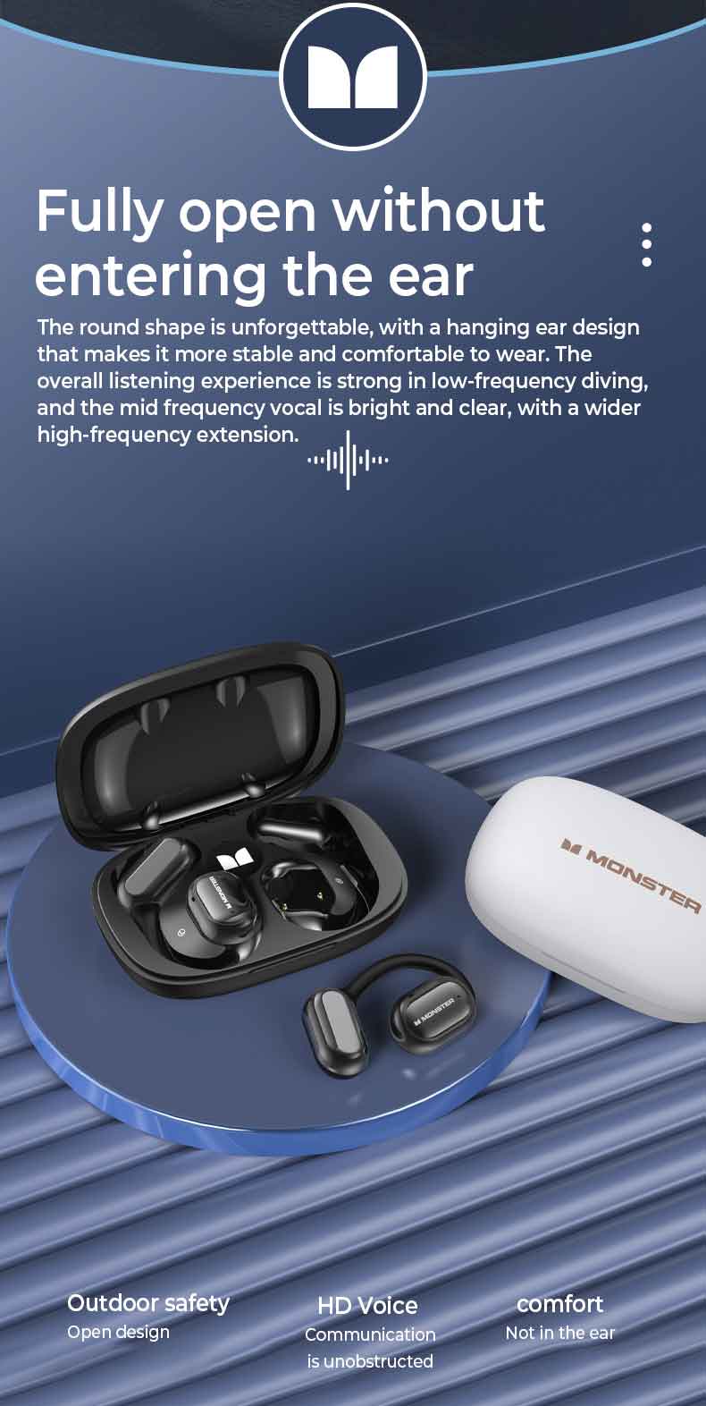 Monster AC100 Bone Conduction Bluetooth Wireless Earphones Sports ...