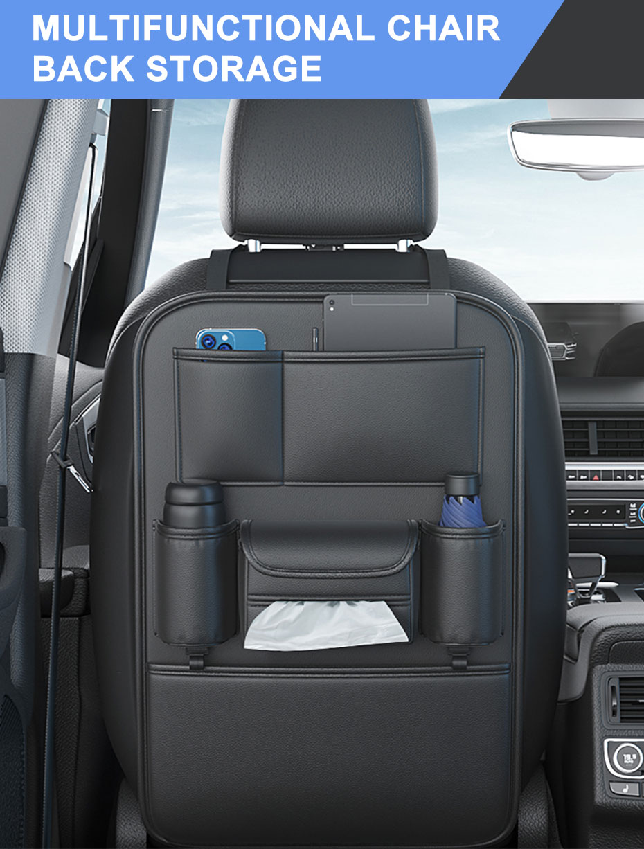 SEAMETAL Pu Leather Car Seat Back Storage Bag Large Capacity Storing ...