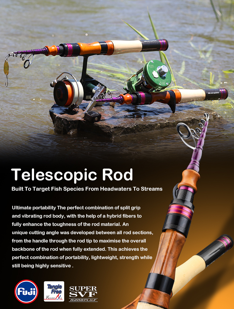 PURELURE 1.50m XUL Telescopic Rod 5ft Travel Rod Trout Spinning Casting ...