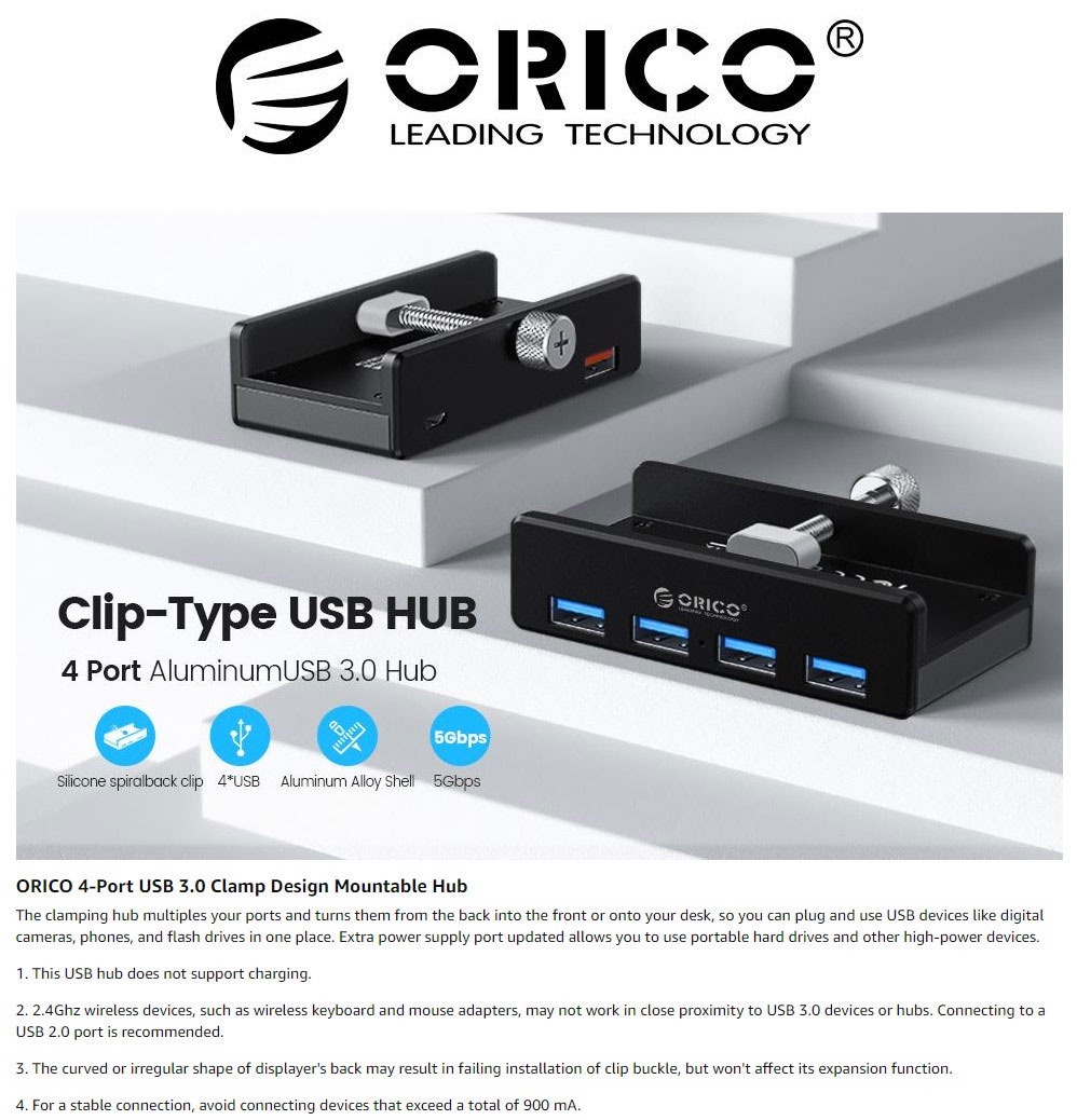 Orico USB Hub 4 Ports USB3.0 100cm Data Cable(MH4PU) | Shopee Singapore