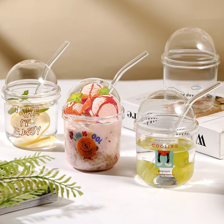 Borosilicate Glass BoBo Cup Transparent Large Capacity Cute Juice Milk ...