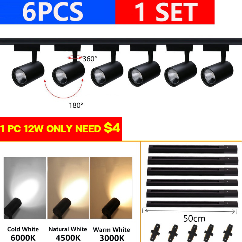 CANMEIJIA 6pcs lamps+3m Rail Whole Set Led Track Light 12/20/30/40W COB ...