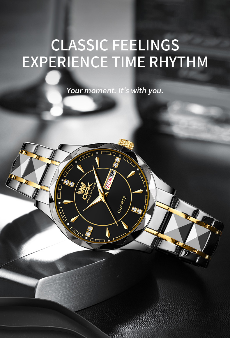 OPK Watch For Men Waterproof Original Quartz Stainless Steel Luminous ...