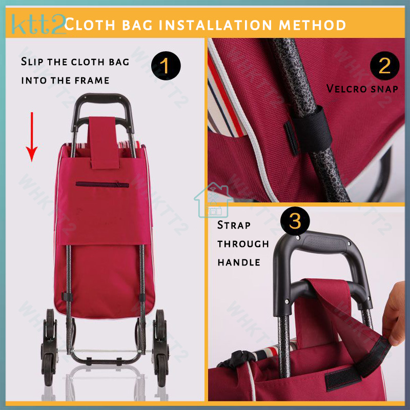 Shopping cart cloth bag grocery cart large waterproof trolley oxford ...