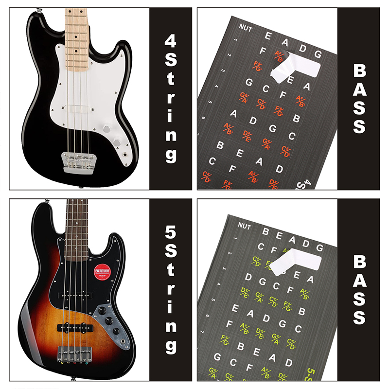 Bass Guitar Note Map Decals/Stickers for Learning Notes, Chords ...
