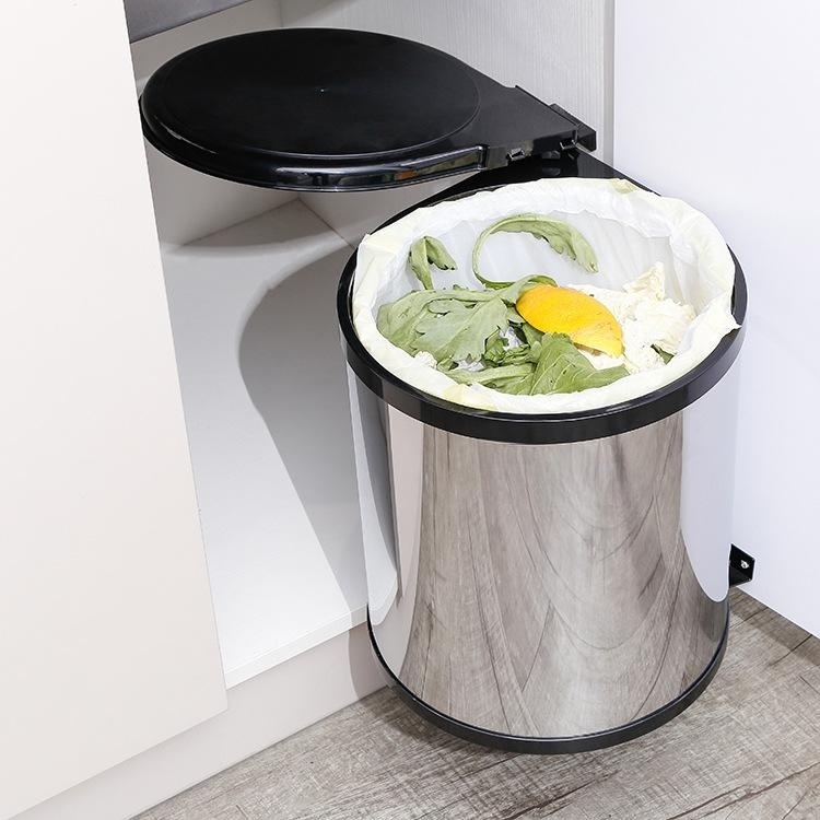 [SG Seller] Stainless Steel Pull-Out Waste Bin SUS 304 Dustbin 8L ...