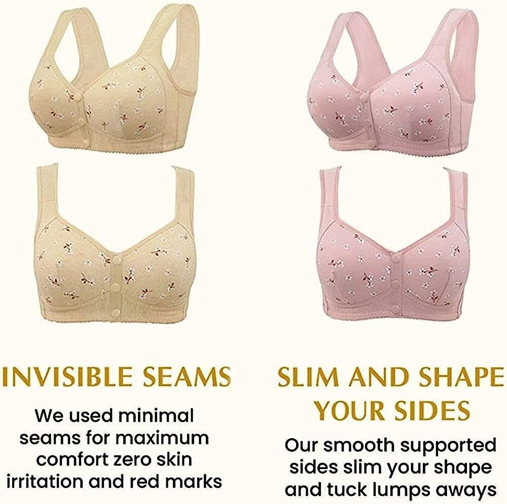 Daisy Snap Front Bra Women's Wireless Bra Front Button Closure ...