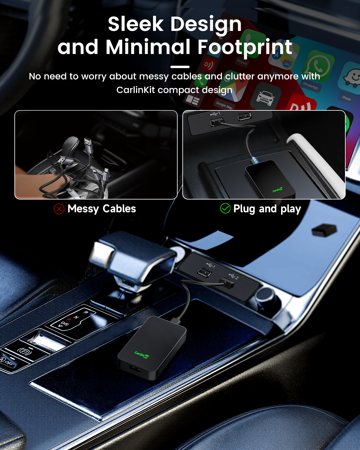 CarlinKit 5.0 New Arrival 2-in-1 dual functions Wireless CarPlay Wireless Android Auto Plug&Play ...