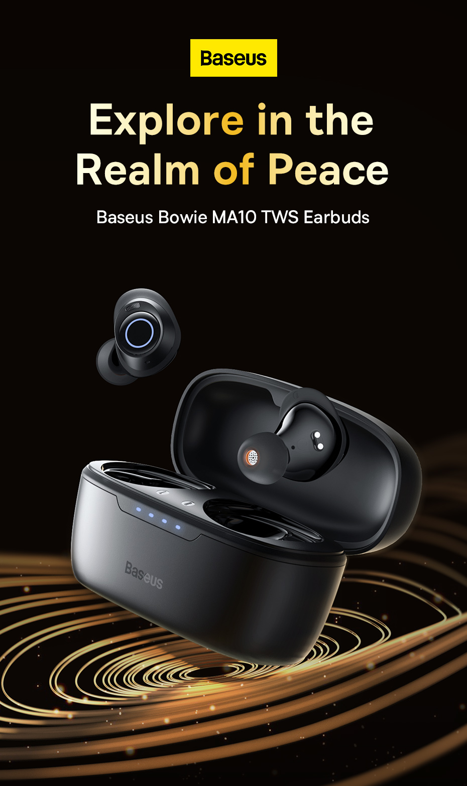 Baseus MA10 Wireless Earbuds, 140H Playback -48dB Active Noise ...
