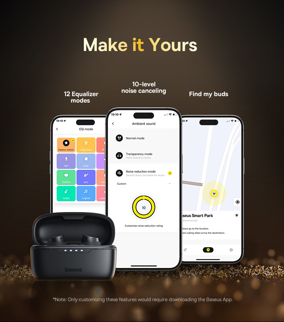 Baseus MA10 Wireless Earbuds, 140H Playback -48dB Active Noise ...