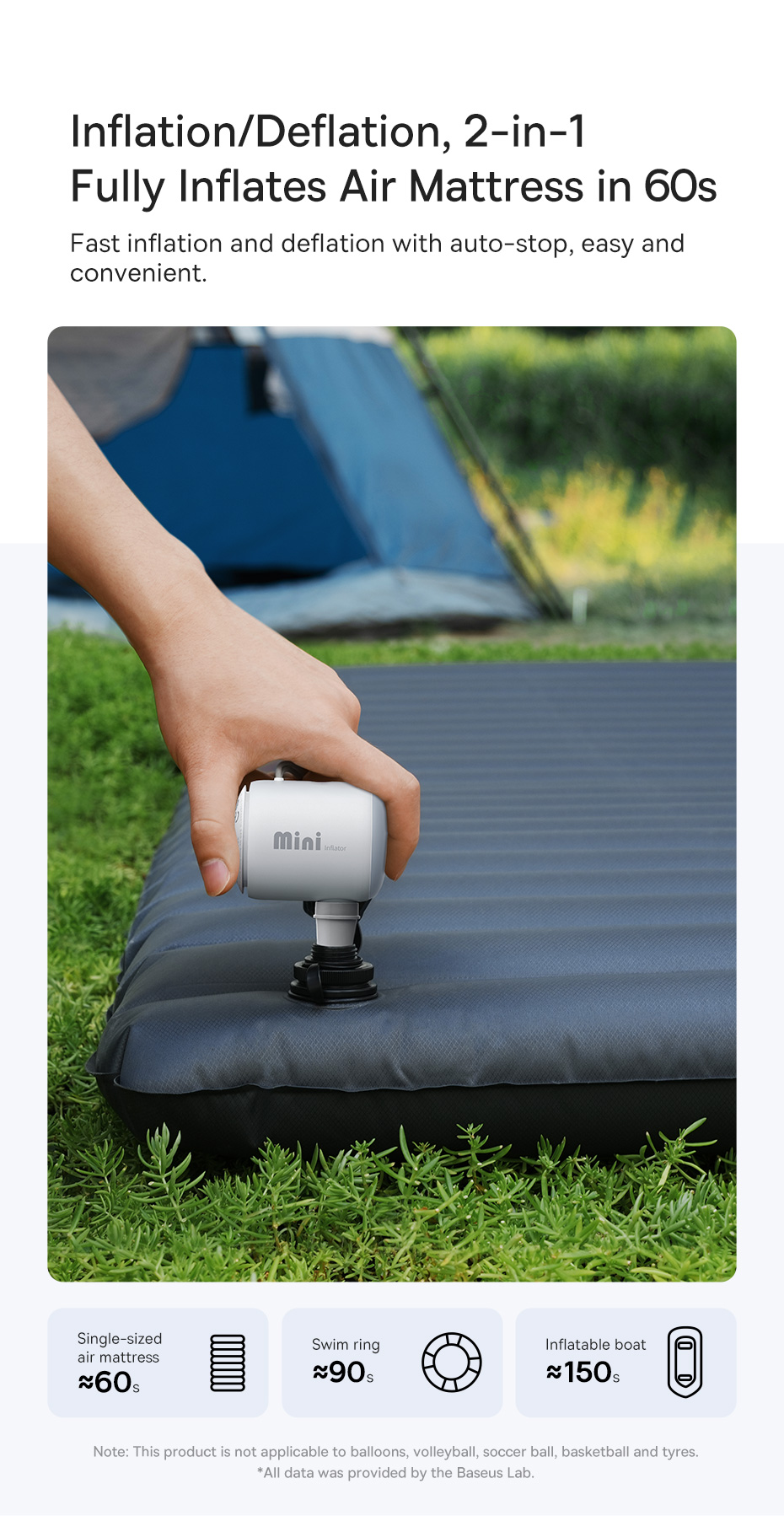 Baseus Portable Wireless Air Pump Electric Air Compressor for Air ...