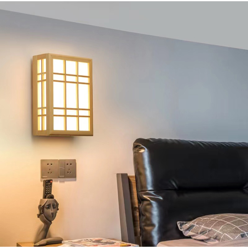 CIMI Japanese-Style Bedroom Wall Light Wabi-sabi style Wooden Wall Lamp ...
