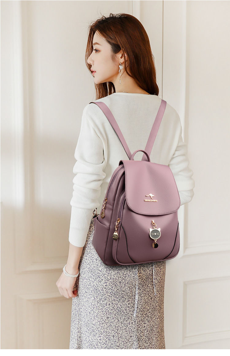 【Local spot】 counter leather fashion backpack women's backpack large ...