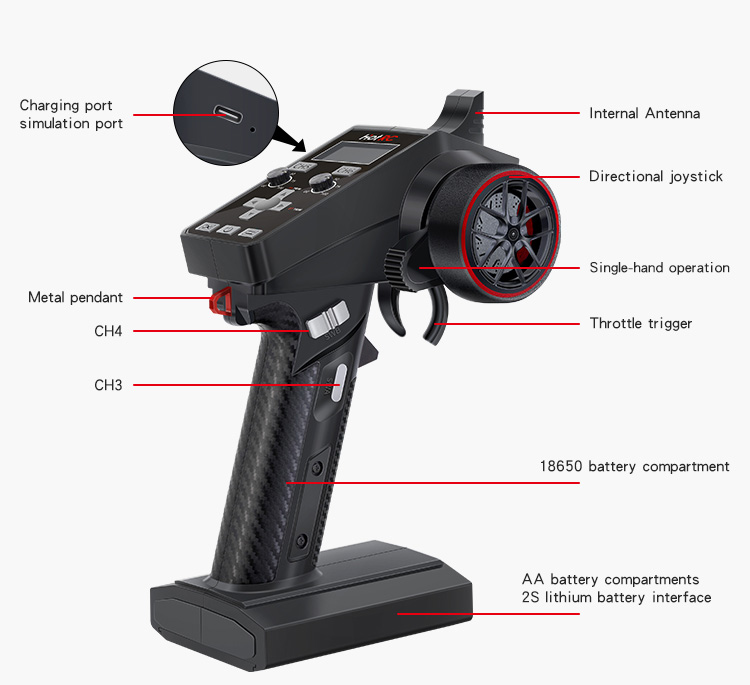 Hotrc CT-6A 6CH 2.4GHz Radio System Transmitter Remote Controller with ...