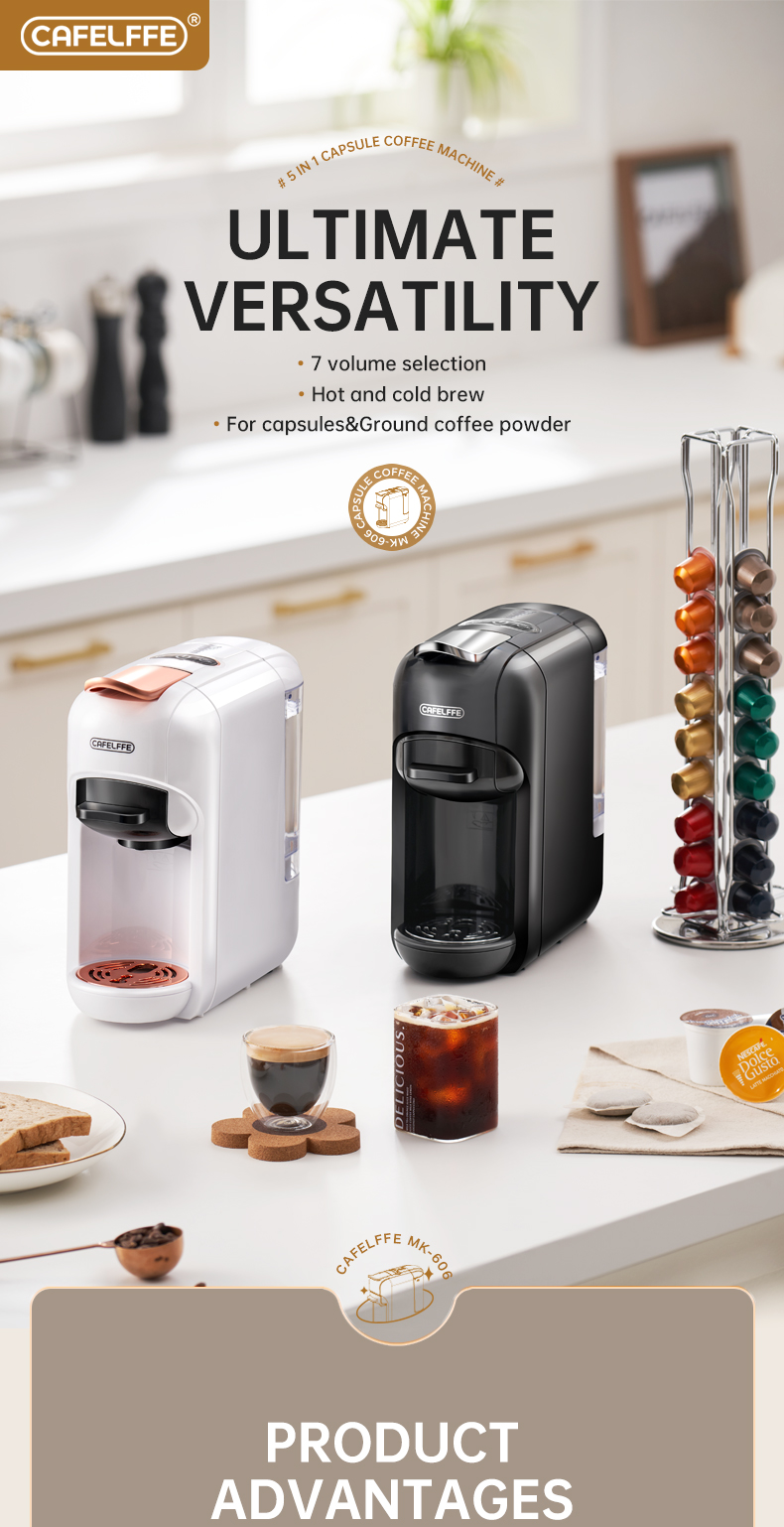 Cafelffe 5-In-1 Capsule Coffee Machine Hot/Cold Espresso Coffee Maker ...