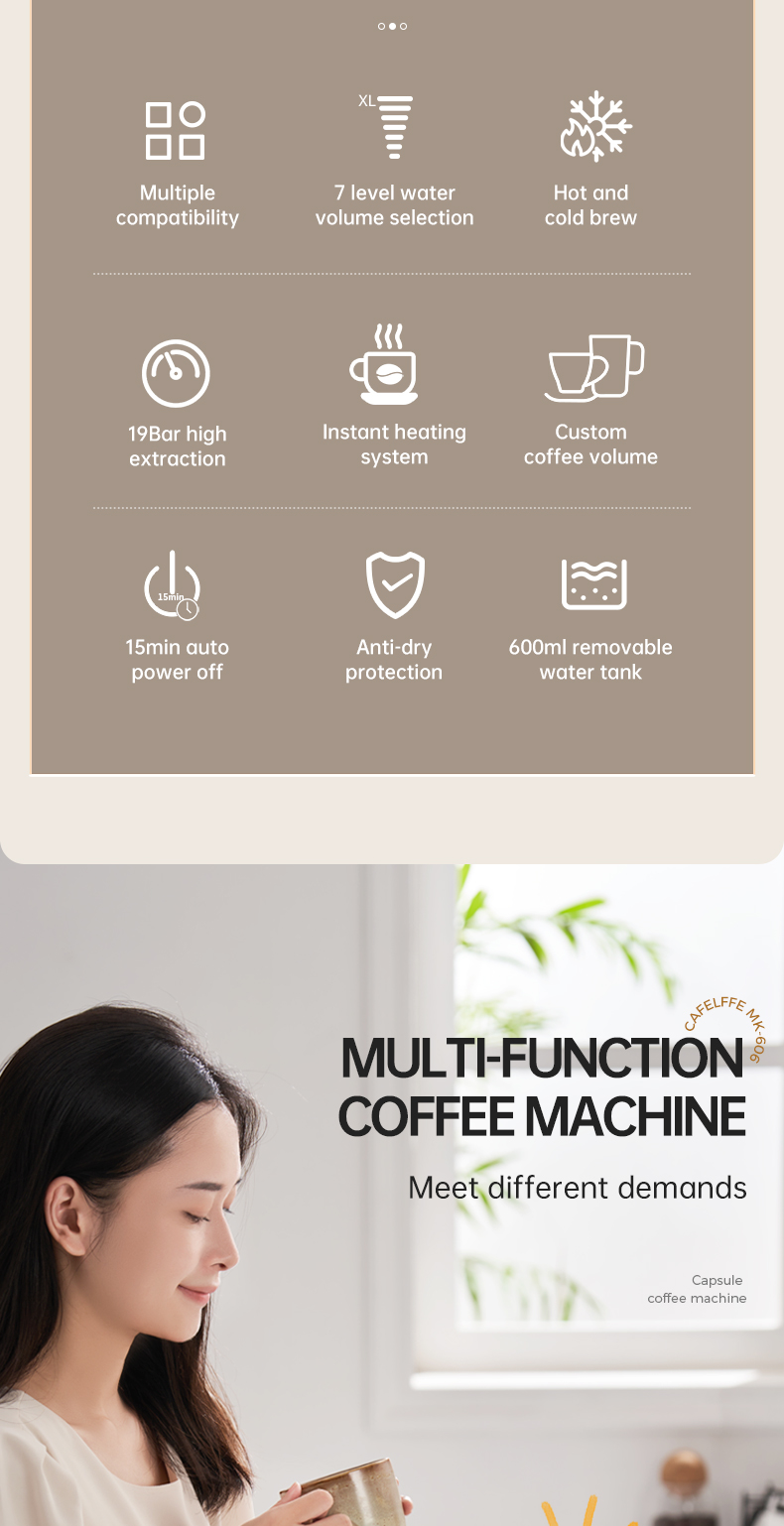 Cafelffe 5-In-1 Capsule Coffee Machine Hot/Cold Espresso Coffee Maker ...