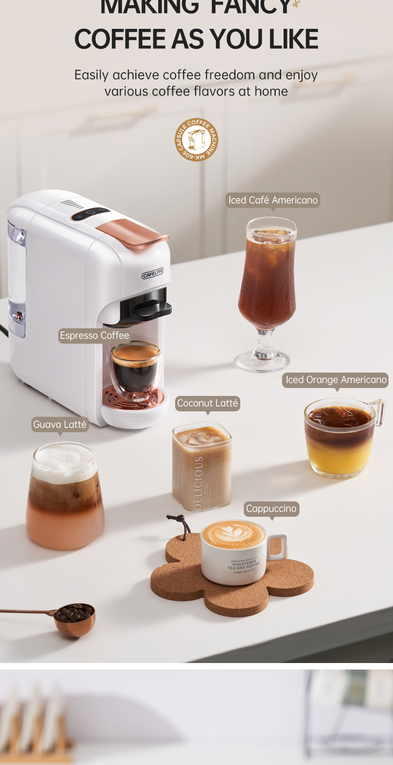 Cafelffe 5-In-1 Capsule Coffee Machine Hot/Cold Espresso Coffee Maker ...