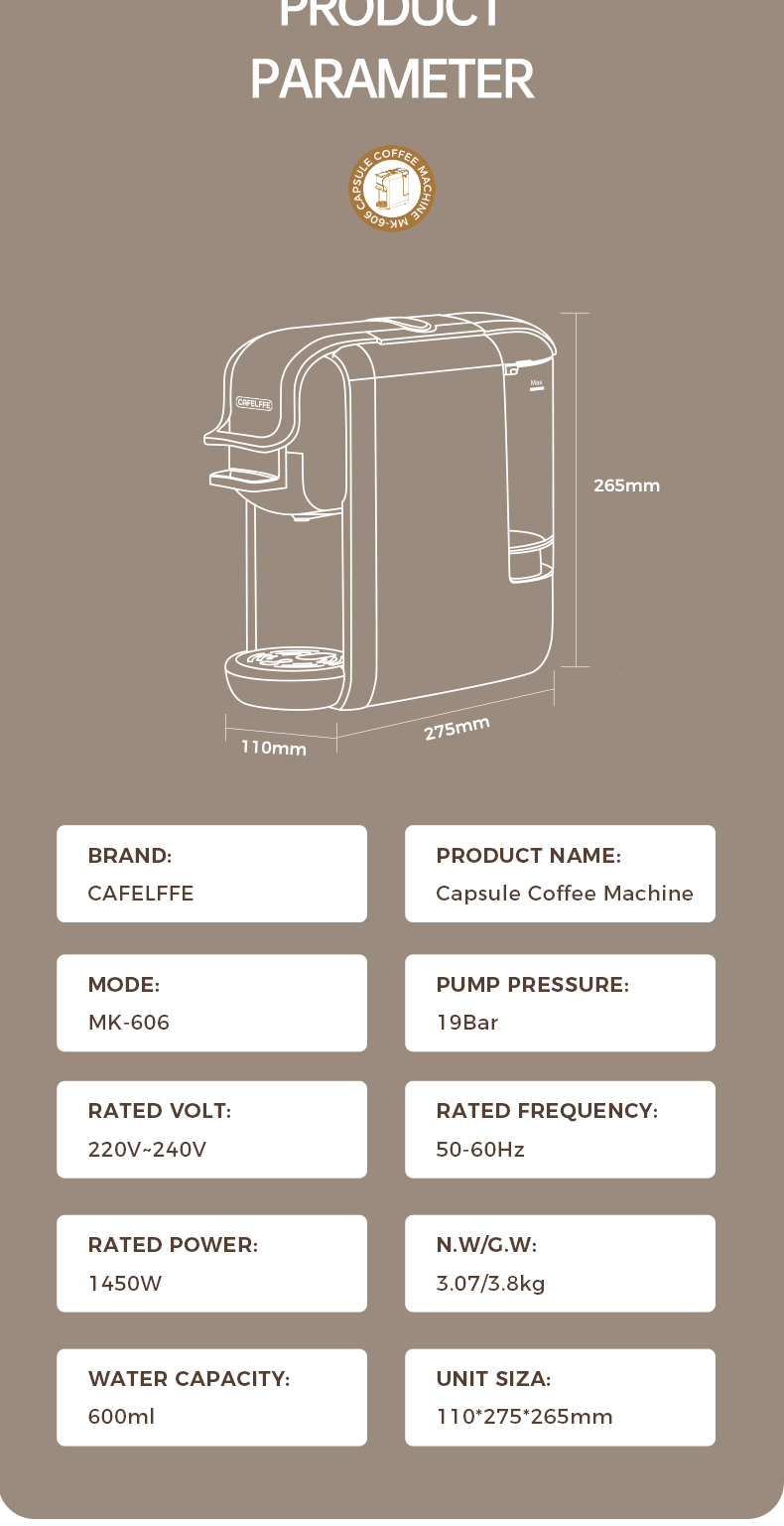 Cafelffe 5-In-1 Capsule Coffee Machine Hot/Cold Espresso Coffee Maker ...