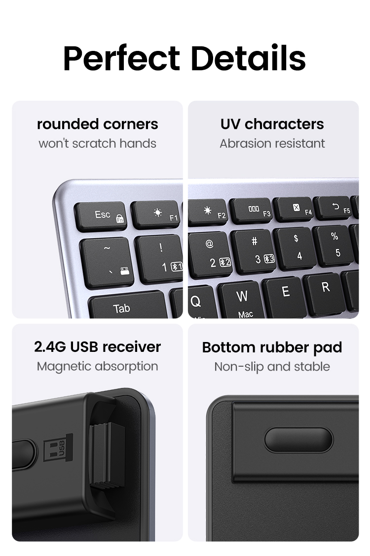 UGREEN Wireless Keyboard Bluetooth 5.0 & 2.4G Keyboard 99 Keys ...