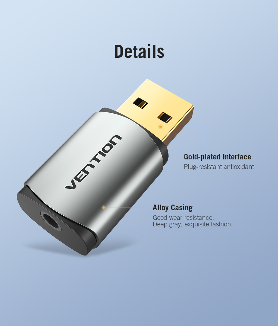 Vention USB Sound Card USB To 3.5mm Audio Converter For Headphone ...