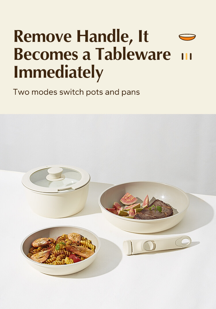 Redchef Nonstick Ceramic Rock Cookware Set Handle Removable 5Pcs/16Pcs ...