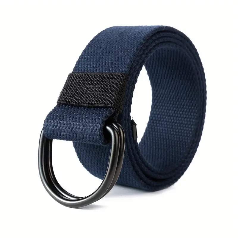 New Double D-Ring Buckle Waistband Casual Canvas Female Belt Fabric For ...