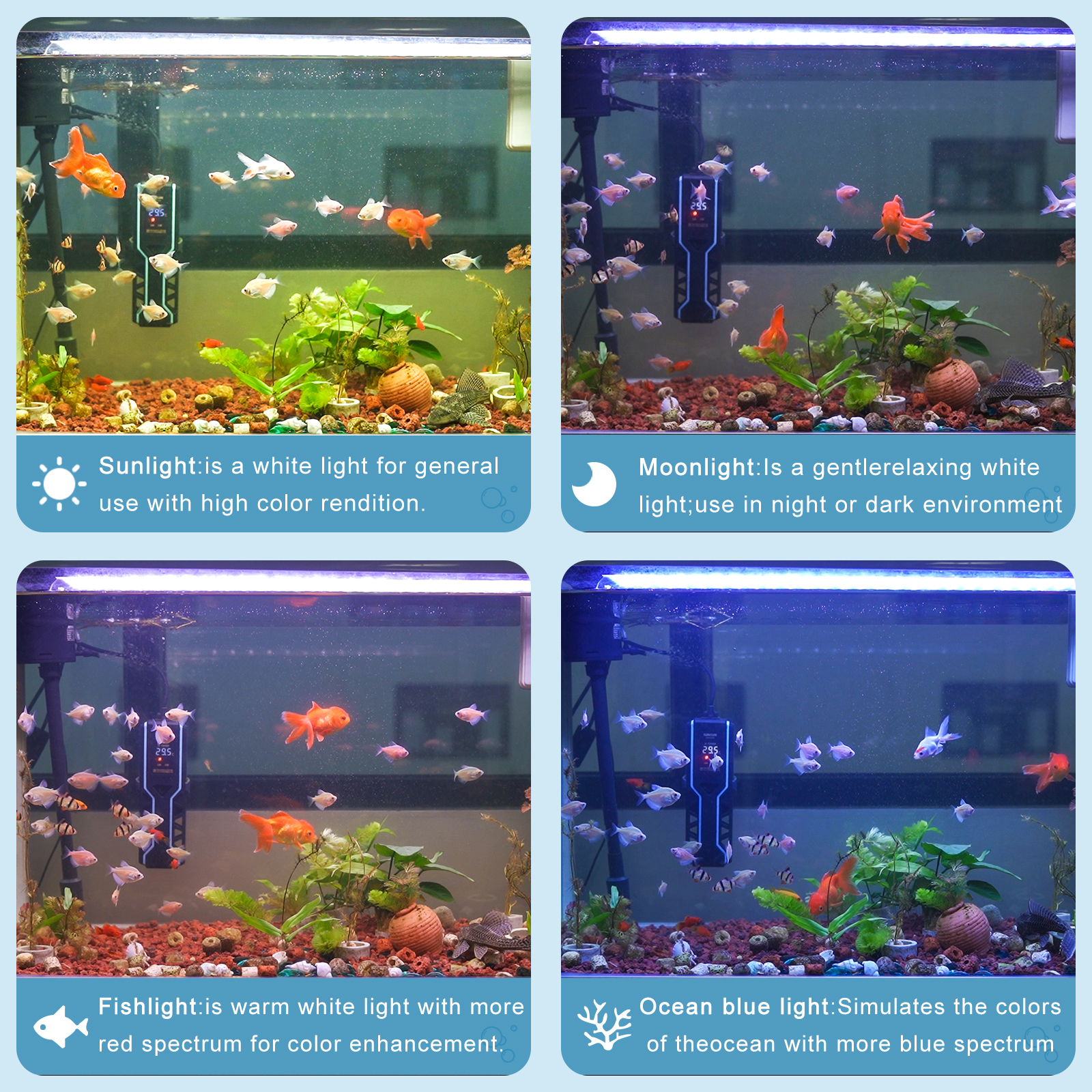 RGB Aquarium Light for 45-60cm tank Bluetooth LED Light App Control ...