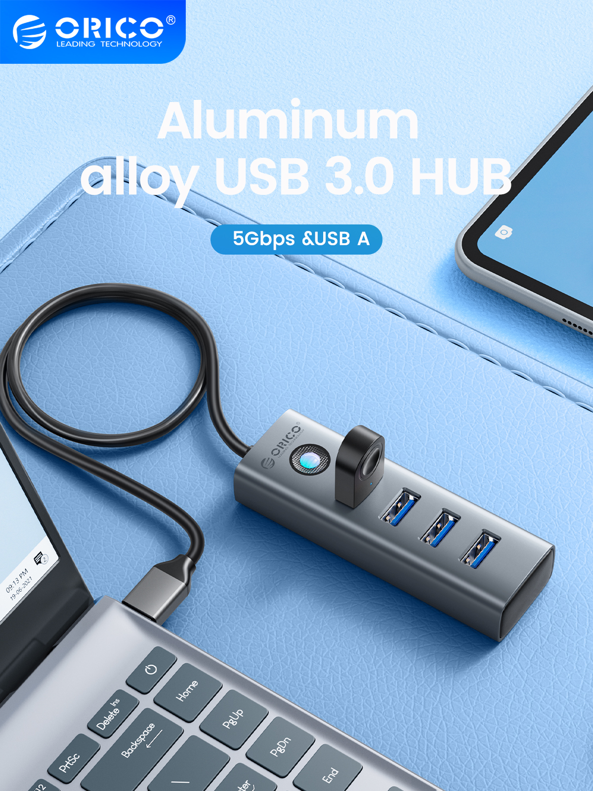 ORICO USB 3.0 HUB Aluminum Alloy Super Cooling Mini HUB 4 Port 5Gbps ...