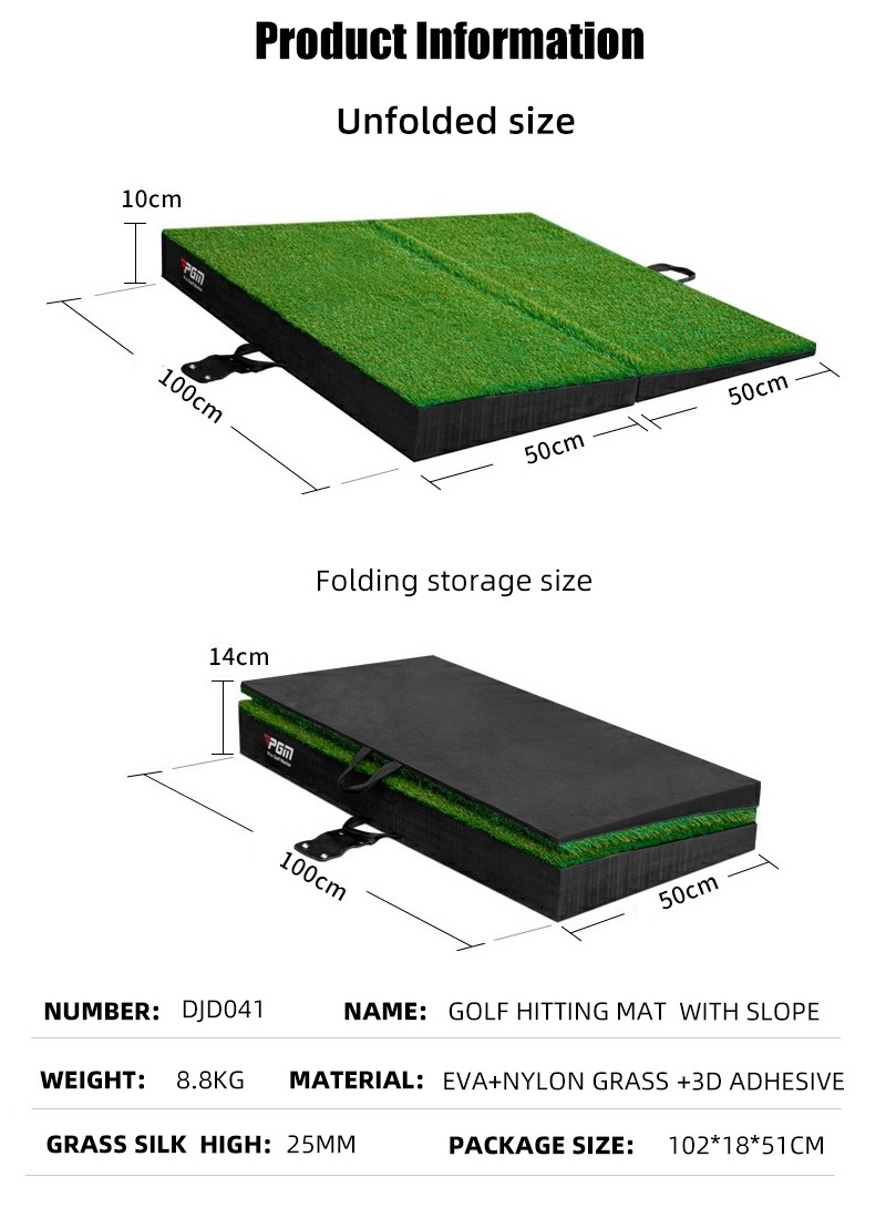 PGM New style slope long grass golf hitting mat with foldable portable ...