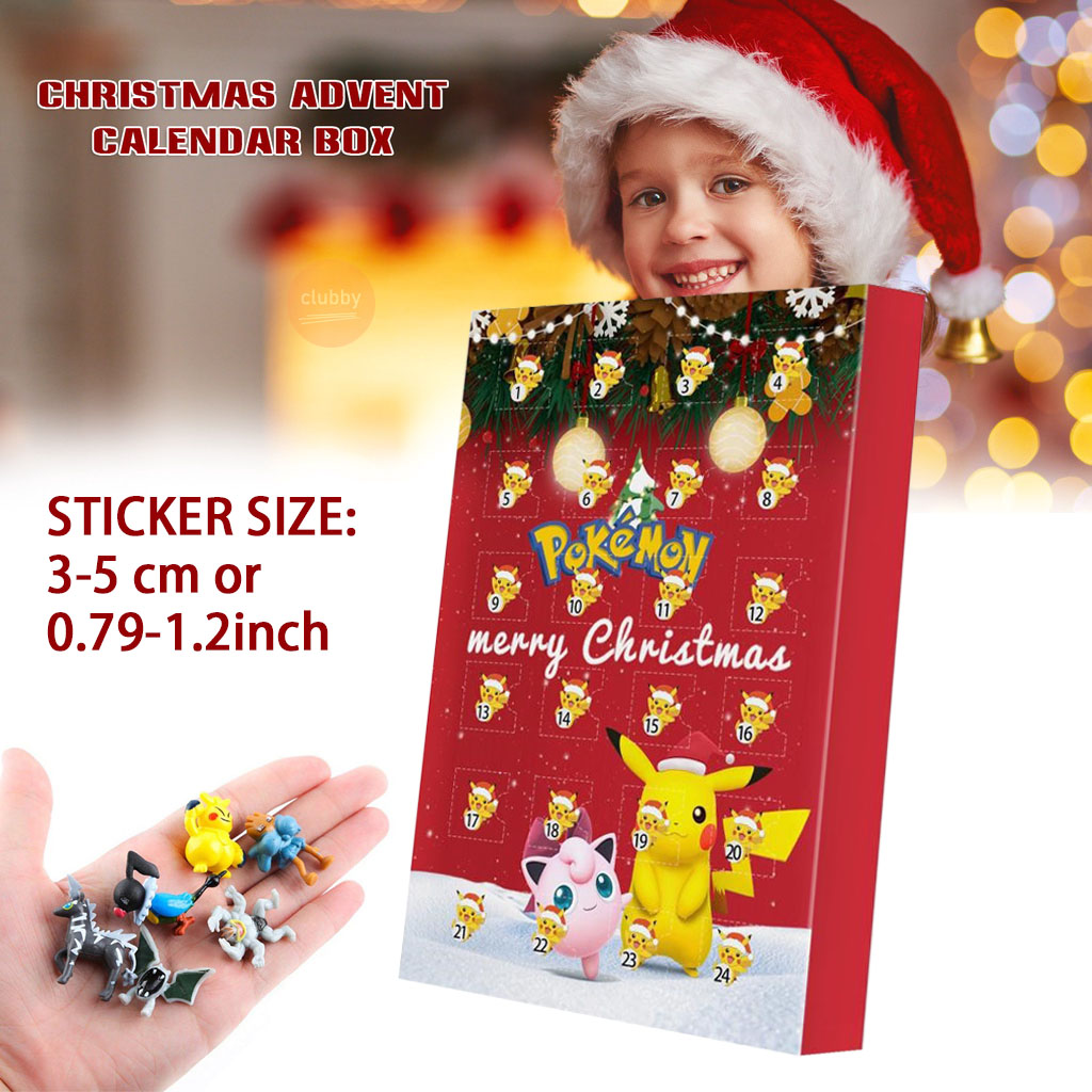 24pcs Pokemon Calendar Christmas Blind Box Pikachu Gengar Figure Toy ...