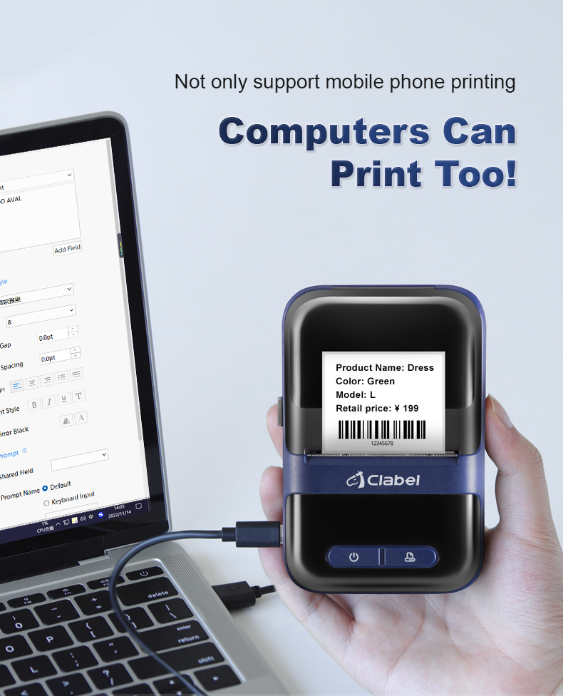 CLABEL 230B HD Label Printer, Inkless Bluetooth Printer, Portable ...
