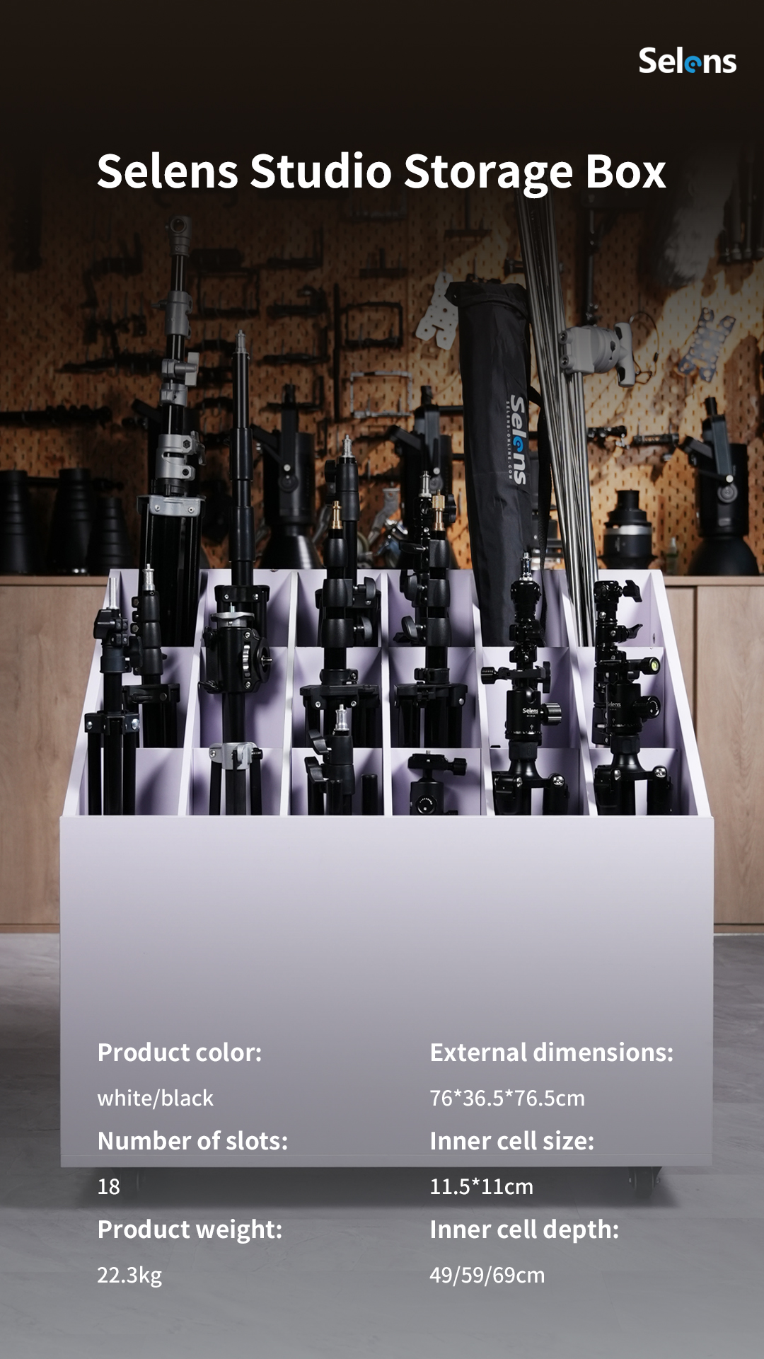 Selens Studio Storage Box Case For Tripods Stands Backdrop Photography ...