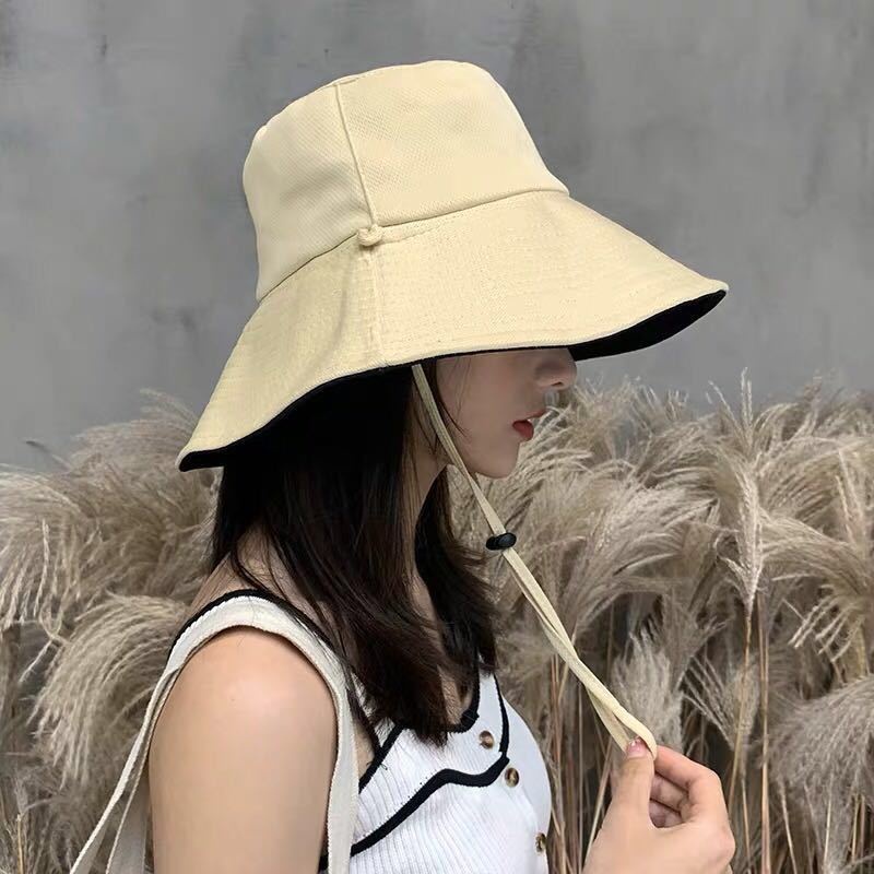 Korean Wide Brim Sun Hat - Summer Beach Sun Protection Bucket Hat for ...