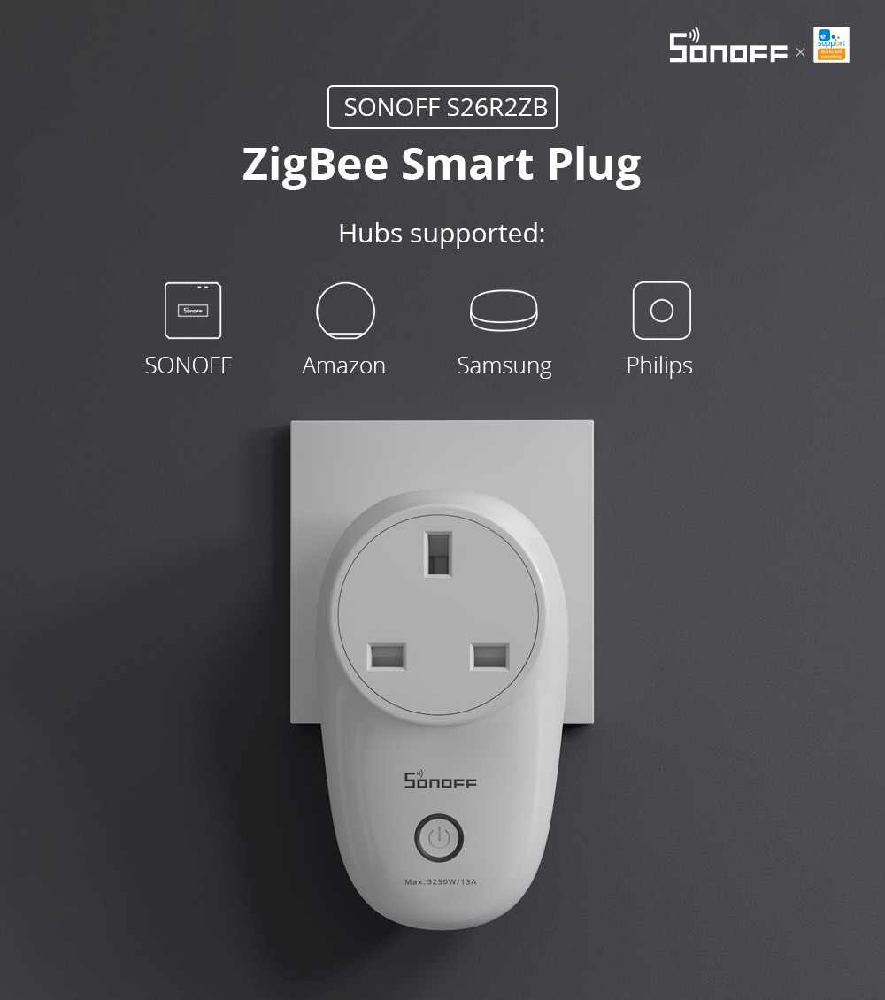 SONOFF Smart UK Plug Smart Socket S26R2ZB WIFI Zigbee Plug App Control Timing Function Works ...