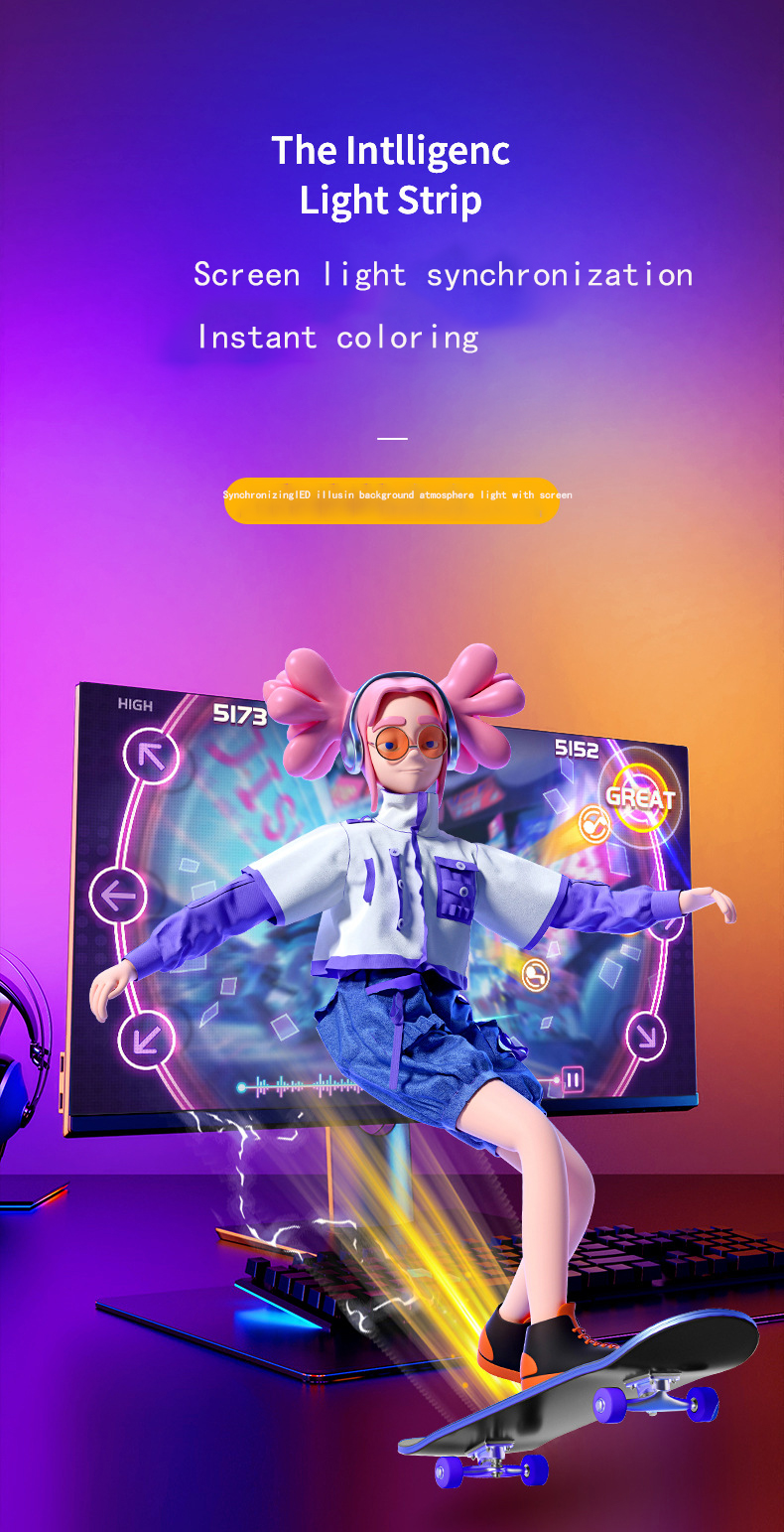 Immersion RGB Computer Screen Synchronization Light Strip, Ambilight ...