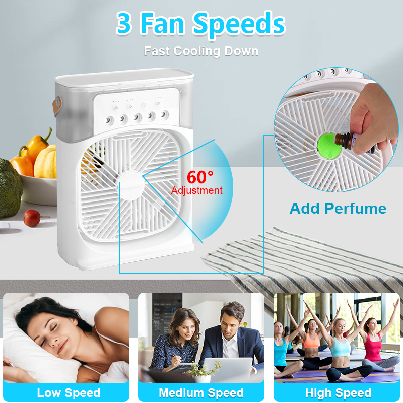SG STOCK desktop fan Add ice and cool mobile fan spray fan Home office ...