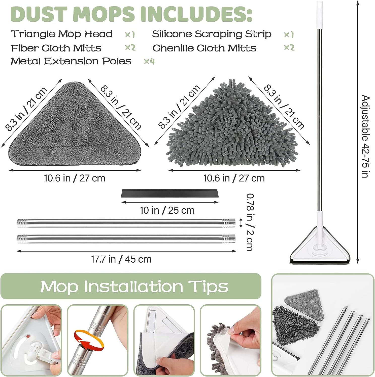 🔥Ship 24H🔥Multifunctional Cleaner Rotating Triangle Mop Floor Brush ...